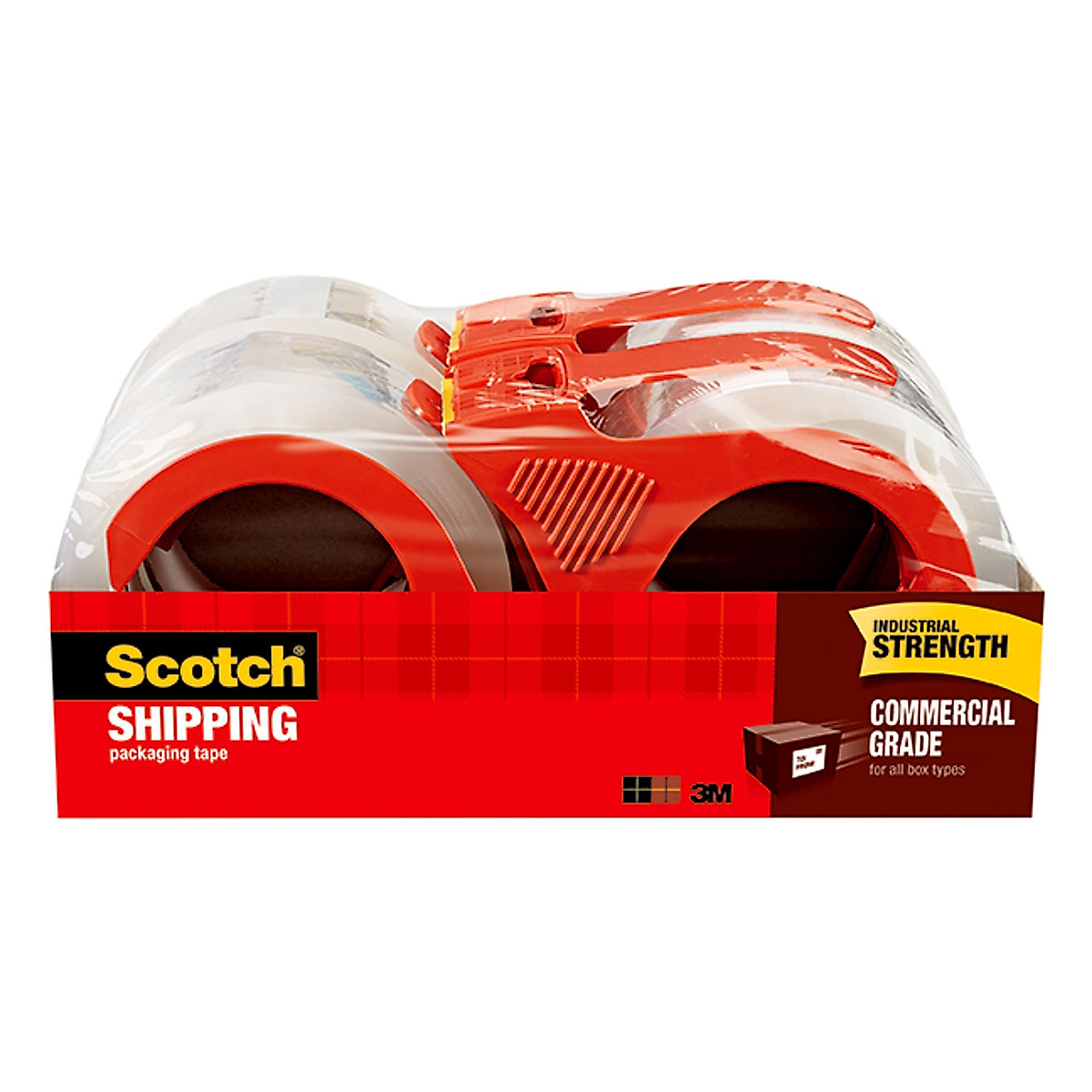 Scotch Commercial Grade Shipping Packaging Tape, 1.88" x 54.6 yd, Designed for Packing, Shipping and Mailing, Guaranteed to Stay Sealed, 3" Core, Clear, 4 Rolls (3750-4RD)