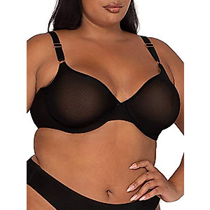 Smart & Sexy Women's Sheer Demi Underwire Bra, Black Hue (Mesh), 42D