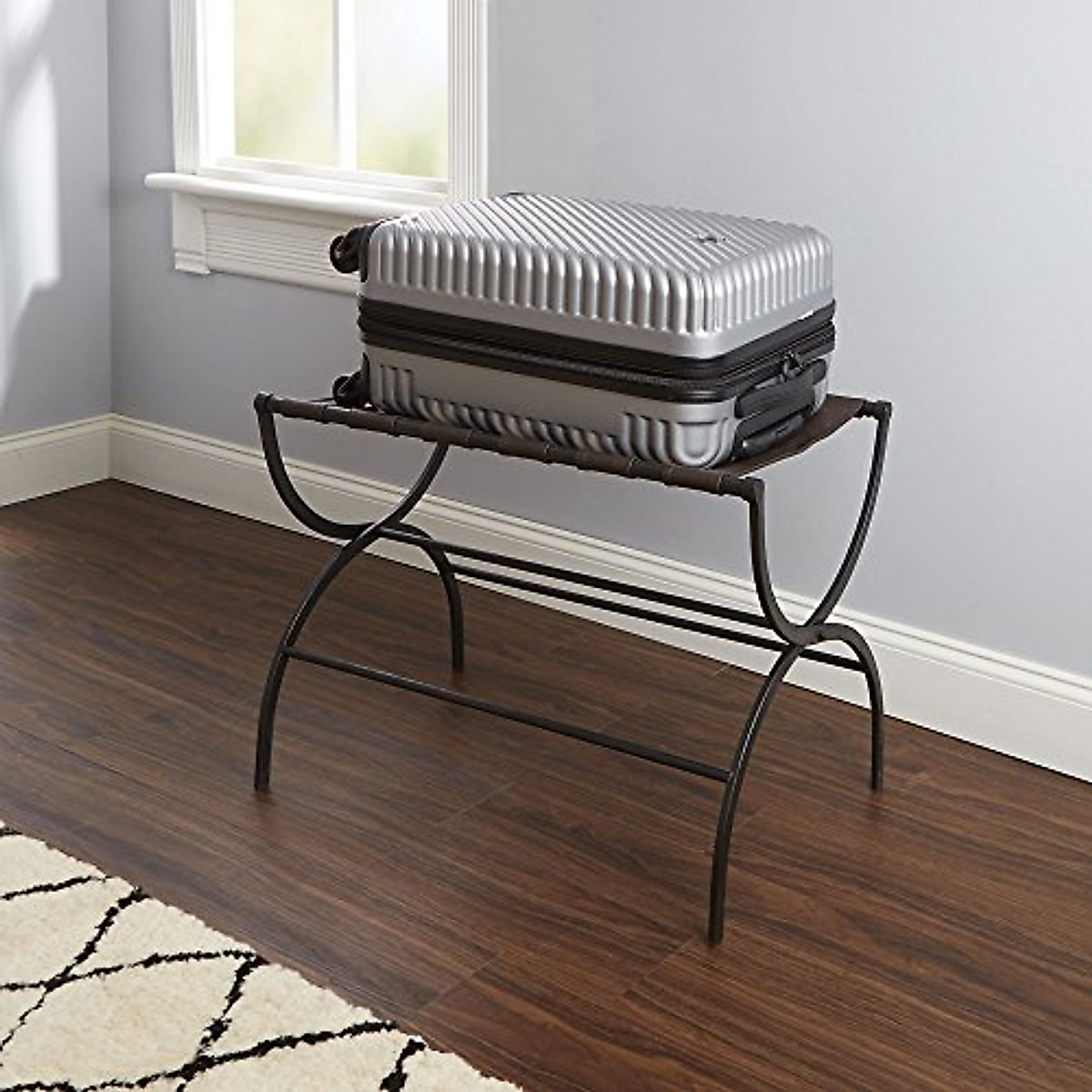 Silverwood Julian Metal Folding Luggage Rack with Contour Legs, Dark Brown