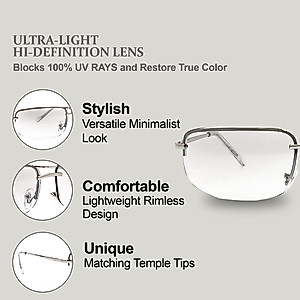 NYS Collection Astor Place Semi-Rimless Metal Sunglasses (Silver Metal Frame/Clear Gradient Lens)