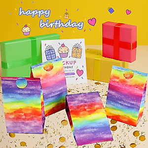 GITMIWS 28 Pcs Tie Dye Gift Bags, Kids Goodie Bags with 28 Pcs Stickers for Birthdays, Baby Showers, Kids Crafts and Activities, May Day, Valentine's Day, Christmas Day, Tie Dye Party Decorations（4.7L x3.2W x8.2H）