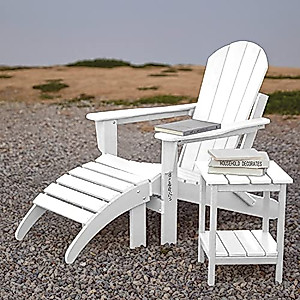 BRIOPAWS Folding Adirondack Ottoman, 19.7W x 18.5L x 13H Inch, HDPE All Weather Adirondack Chair Footrest, Plastic Footstool for Deck Backyard Patio Outdoor Poolside Porch Lawn Indoor, White