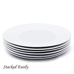 EasyDancing Salad Dessert Plate 7.5inch White Porcelain Dinner Set of 6 with Round Flat Design Good for the Gift