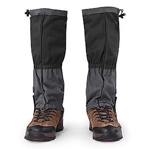 Leg Gaiters , watertight and adjust Snow Boot Gaiters , Outdoor Hiking Gaiters for Men & Women Adult , Snow Boot Gaiters for Hiking , Hunting , Running(black)