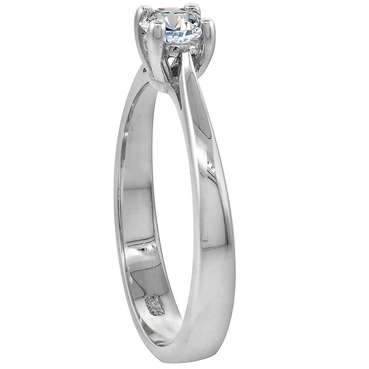 1/4 Carat Size Sterling Silver Brilliant Cut 4mm CZ Solitaire Ring for Women size 8