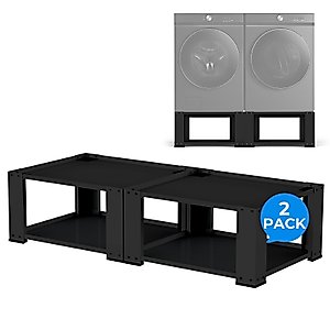 2 Pack Washer and Dryer Pedestals，Washer Dryer Pedestal with Shelf Fit 27 and 28 Inch, Laundry Pedestal Duty Heavy Steel 700lbs Capacity, 15.7" Height Black