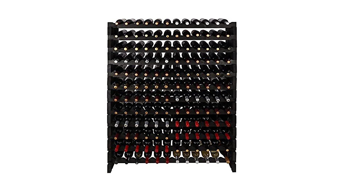 DisplayGifts 144 Bottle Stackable Pine Wood Wine Rack
