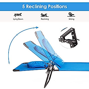 Giantex Beach Lounge Chair Chaise Lounge Chairs for Outside with Hole for Face,3 Adjustable Positions,Reclining Folding Lightweight Patio Lawn Chairs for Sunbathing Tanning Chair(1,Navy)