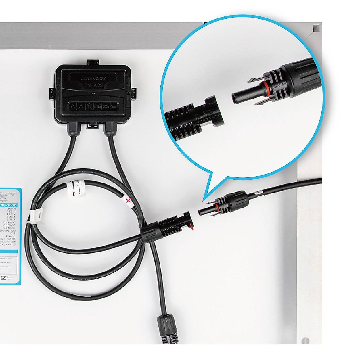 Renogy 50 Watt 12 Volt Monocrystalline Solar Panel (Compact Design) & One Pair of 9In 12AWG Adaptor Kit Solar Cable Wire PV with Female & Male Connectors Connect Solar Panel and Charge Controller