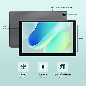 Lville Android 13 Tablet, Octa-Core Android Tablet, 10 inch Tablet, 6 (4+2) RAM 64GB ROM (1TB TF) Tablet Android with Bluetooth, WiFi, Fast Charging, Dual Camera (Gray)
