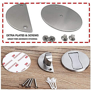 Magnetic Door Stopper, Invisible Magnetic Door Stop, Brushed Satin Nickel, No Need Drill with 3M Adhesive, Stainless Steel Floor Magnetic Door Catch Door Holder