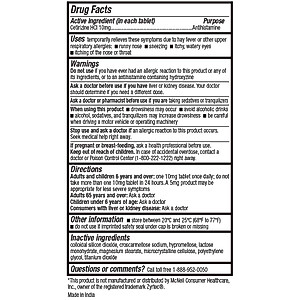 HealthA2Z® Allergy Relief | Cetirizine 10mg | All Day Allergy Relief | Indoor & Outdoor | Relief from Itchy Throat, Sneezing, Runny Noses (250 Count (Pack of 1))