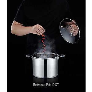 CONCORD Stainless Steel Stock Pot with Glass Lid (Induction Compatible) ((10 QT)