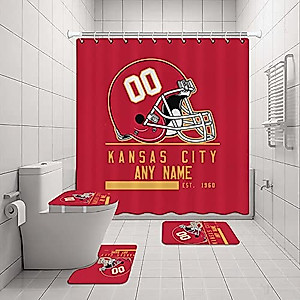 Custom Football Style Shower Curtain 4Pcs Set Personalized Bathroom Decor Gift Fashion Modern Home Supplies