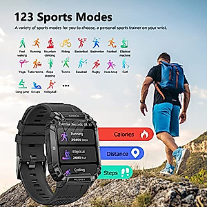 Smart Watches for Men, Bluetooth Call (Answer/Make Call) Smartwatch IP68 Waterproof Fitness Watch Tracker for Android iOS iPhones with Heart Rate Blood Pressure SpO2, 1.95" Tactical Sports Smartwatch