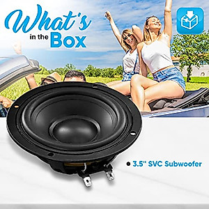 Pyle 3.5 Inch Car Audio Speaker - Single Voice Coil Subwoofer with Rubber Edge - PLMG35