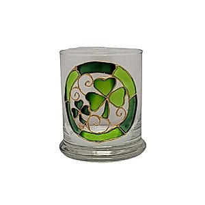 Green Shamrock Four Leaf Clover Hand Painted Stained Glass Candle Holder St Patrick's Day Decor
