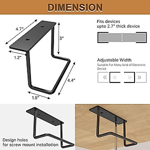 FOROIRON Under Desk Laptop Mount, Under Desk Shelf Bracket Compatible with Devices Maximum 2.7” Tall, Aluminum Under Desk Laptop Holder Tray,Durable Under Desk Shelf for Laptop/Keyboard Storage