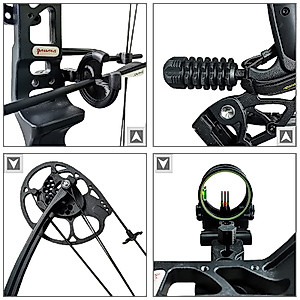 Lanneret Compound Bow and Archery Sets - Right Hand Archery Compound Bows 0 - 70 lbs Draw Weight Adjustable for Adults and Beginners，Hunting Bow Kit for Beginner Black