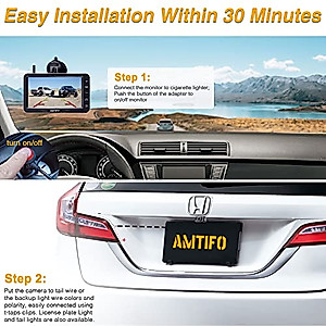 AMTIFO Wireless Backup Camera HD 1080P Bluetooth Rear View 5 Inch Split Screen Touch Key Monitor Car Truck Camper License Plate Cam System 2 Channels Waterproof Clear Night Vision DIY Guide Lines A6