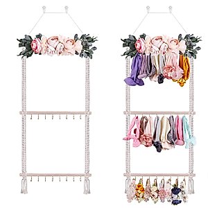OOSAKU Headbands Holder for Girls Baby Hair Accessories Organizer Storage Wall Hanging Decor for Toddler Girls Room Wall Door Closet Hair Bows Organizer (SF8-BZ-J)