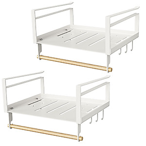 2 Packs Hanging Pull Out Drawer Basket,Lower Rack Basket, Slide Down Cabinet Storage Rack Basket, Space Saving Kitchen Counter, Sideboard, Under Desk, Bookshelf Closet,White