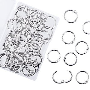 AKONEGE 0.75 Inch Loose Leaf Binder Rings, Small Office Book Rings, Nickel Plated Steel Binder Rings, Keychain Key Rings, Metal Book Rings, Silver, for School, Home, Office (50-Pack)
