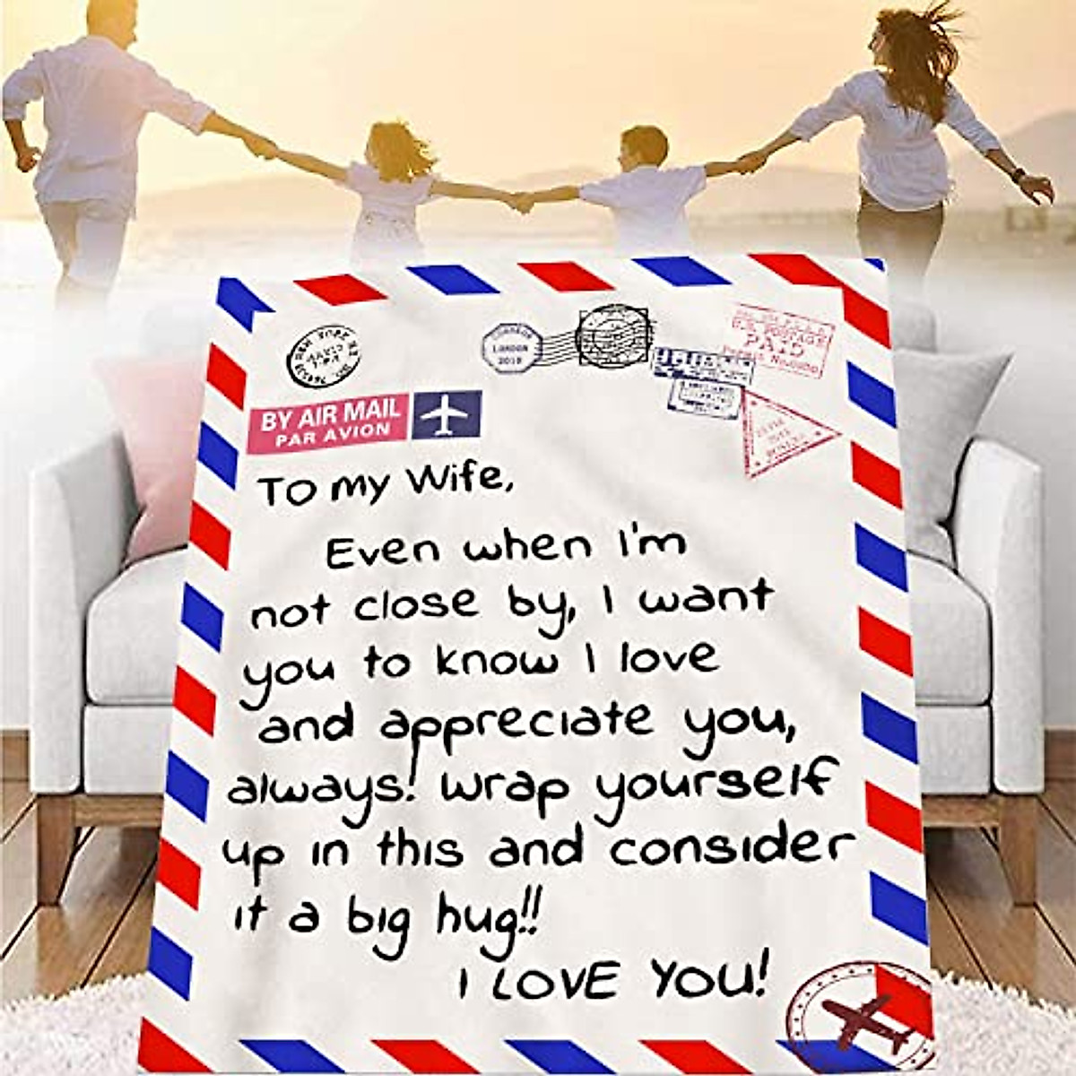 KOXHOX to My Wife Letter Blanket Throw Never Forget That I Love You Blanket to My Wife from Husband for Birthday Wedding Valentine's Day Blanket Gift (5060in,to My Wife-2)
