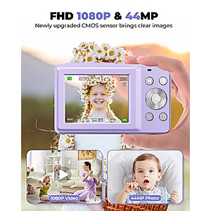 Digital Camera,Kids Camera with 32GB Card,Nsoela FHD 1080P 44MP Compact Vlogging Camera,Point and Shoot Camera 16X Digital Zoom, Portable Mini Kids Camera for Teens Students