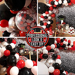115pcs Red Black and White Balloon Arch Kit for Red and Black Birthday Party Decorations – Red and Black Balloons for White Black and Red Balloon Garland Kit – Graduation Black and Red Balloons