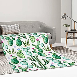 ZFYIPOK Cactus Throw Blanket, Fresh Cactus Flowers Lightweight Blanket Cozy Warm Blankets with 18x18 Inch Pillowcase for Bedroom Living Rooms Sofa Beds Office 60x50 Inch