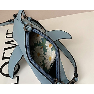 QZUnique Shoulder Handbags Women 3D Dolphin Purse Animal Style Bags Zipper Crossbody Wallet Clutch Messenger Bag Blue
