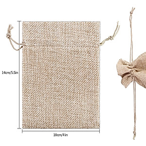 Gudotra 100 Pcs Burlap Bags with Drawstring 4 x 5.5 Inch Small Gift Bags Wedding Favors Birthday Christmas Thanksgiving Party Art and DIY Craft Burlap Sack Jewelry Pouches