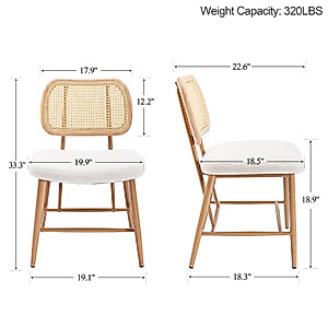 ONEVOG Classic Fabric Dining Chairs, Plush Upholstered Dining Seat，Kitchen Dining Room Chair with Curved Back, Faux Wood Metal Legs, Mid Century Modern Beige Dinner Chairs Set of 2