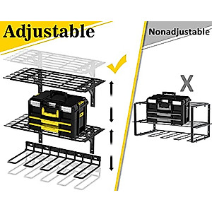 ENONCI 2 Pack Adjustable Design Power Tool Organizer, Garage Storage, Garage Organization Drill Holder Wall Mount, Garage Storage, Garage Shelving Tool Organizer for Garage Pegboard Workshop
