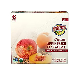 Earth's Best Organic Stage 2 Baby Food, Apple Peach and Oatmeal, 4.2 oz. Pouch (Pack of 12)