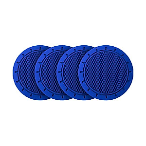 4 Pack Car Cup Holder Coaster, 2.75 Inch Diameter Non-Slip Universal Insert Coaster, Durable, Suitable for Most Car Interior, Car Accessory for Women and Men (Deep Blue)