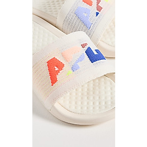 APL: Athletic Propulsion Labs Women's Big Logo Techloom Slides, Prstine/Neon/Blocked, Off White, 8 Medium US