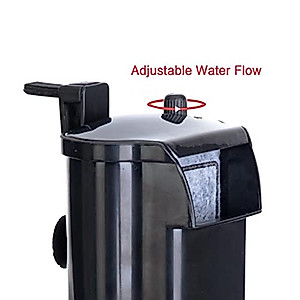 AQUA-ATL Turtle Filter 105 GPH Adjustable Submersible (Up to 40 Gal) Waterfall Turtle Fish Tank Filter (Black Filter)