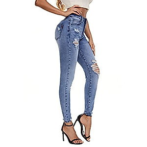 VIPONES Women Classic High Waisted Skinny Stretch Distressed Butt Lifting Jeans Slim Fit Denim Pants (149,12)