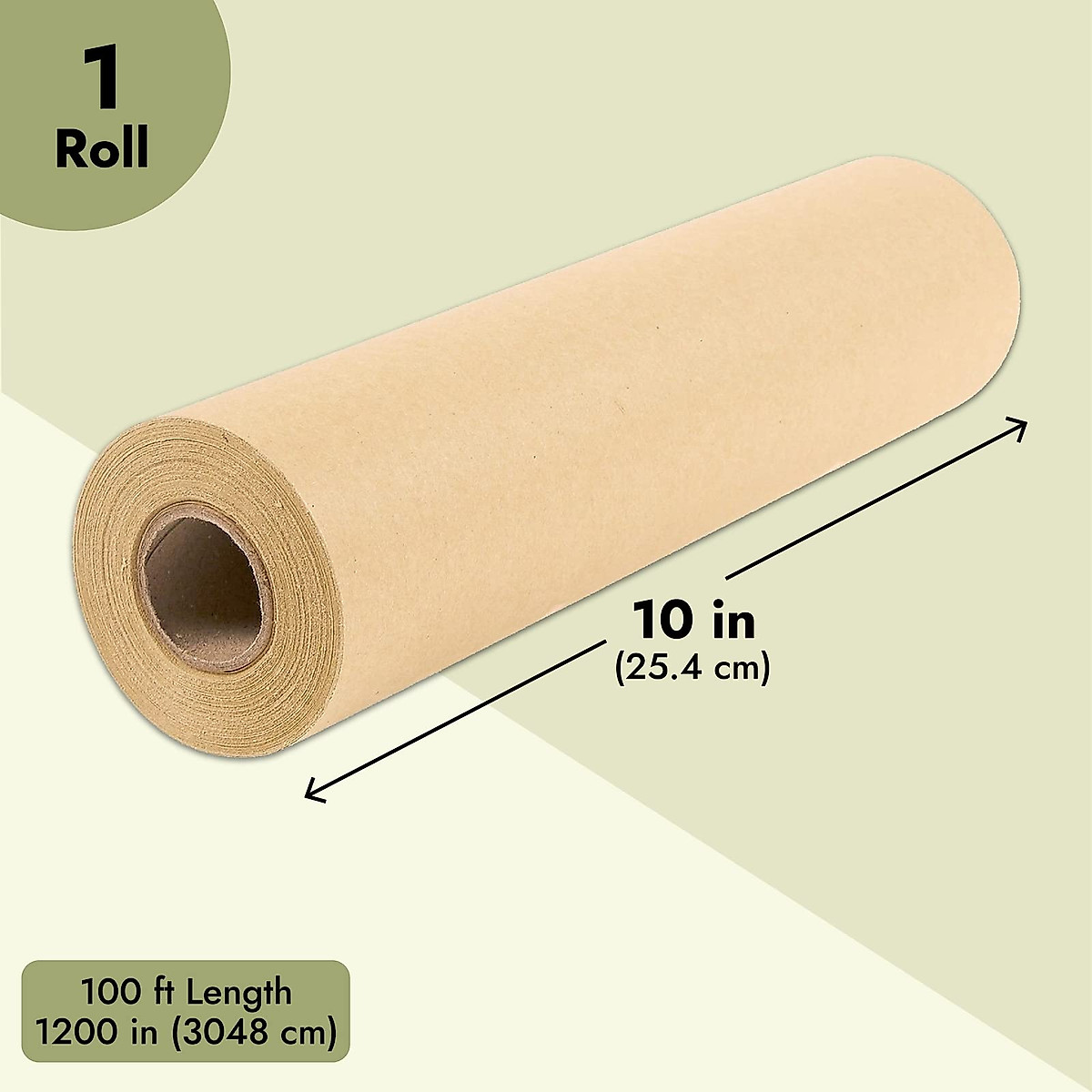 Kraft Paper Roll 10 x 1200 in, Plain Brown Shipping Paper for Gift Wrapping, Packing, DIY Crafts, Bulletin Board Easel (100 Feet)