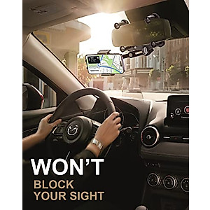 TOPGO Updated Rotatable and Retractable Car Phone Holder- Rear View Mirror Phone Holder, Upgrade Adjustable Car Phone Holder Mount for iPhone, Samsung and All Smartphones