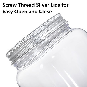 Bekith 12 Pack 24 Ounce Clear Plastic Jars Wide Mouth With Lids, Refillable Airtight Storage Containers for Kitchen & Household, Empty Plastic Jars Bottles for Food Storage