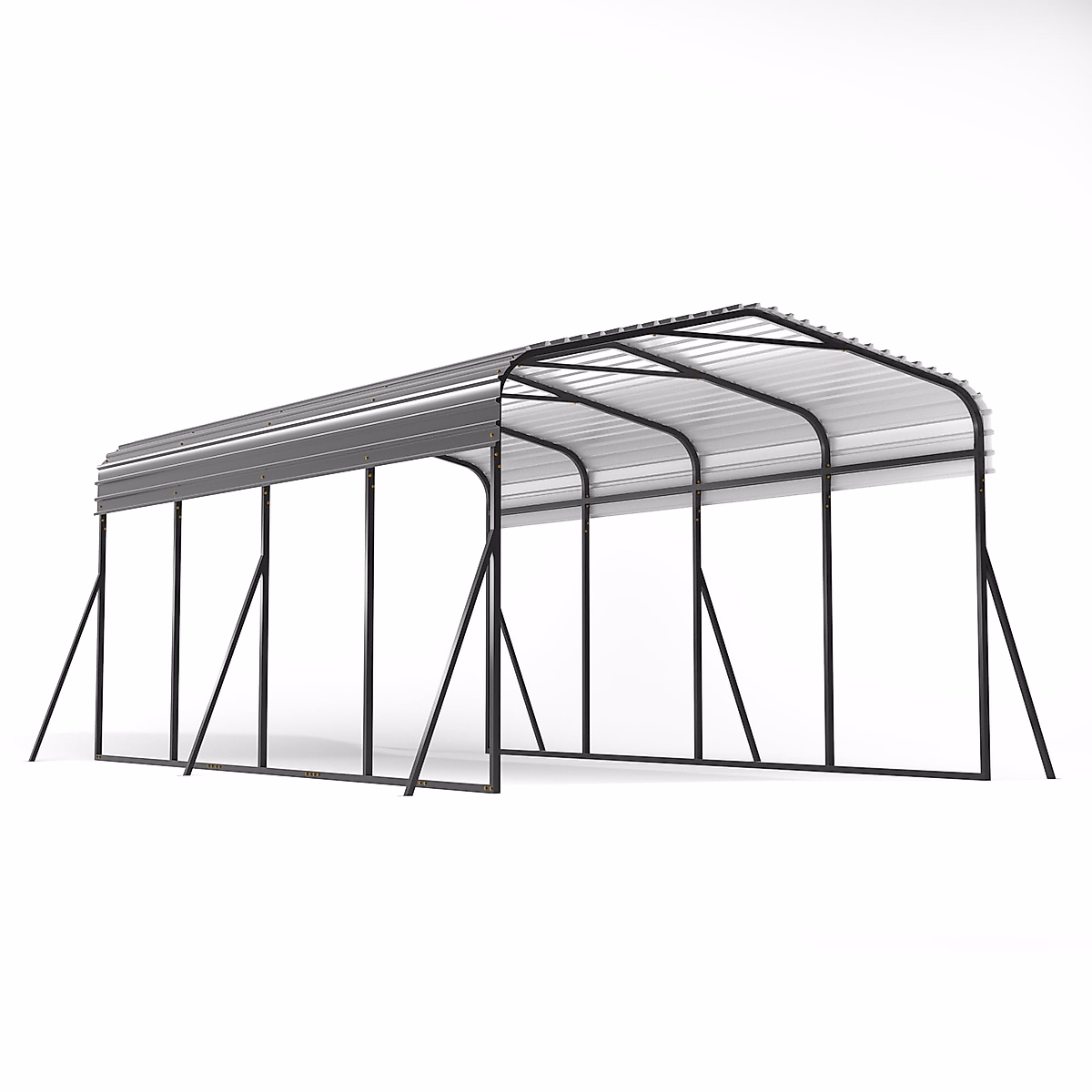 HOGYME Carport 12x20 FT Heavy Duty Carport Canopy with Updated Frame Structure Galvanized Steel Roof and Enhanced Base, Metal Carport Garage for Pickup, Boat, Car and Tractors, Grey, Gray, HG1348