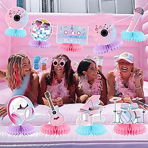 Popular Birthday Party Decorations Music Party Honeycomb Centerpieces Guitar Themed Party Decorations for Girls Birthday Fans Celebration Party Supplies