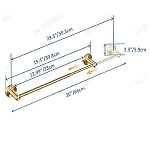 Adjustable Retractable Towel Bar 16”to 26”, SHUNLI Black Bathroom Towel Rack Bath Hand Towel Holder Flexible, Wall Mounted/SUS304 Stainless Steel