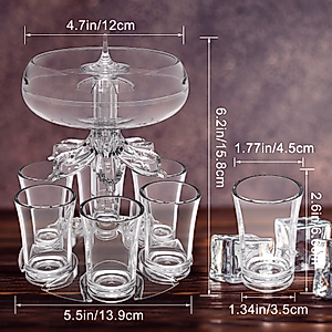 MOKOQI Shot Glasses Party Drink Dispenser with 6 Shot Glasses Set Liquid Beverage Drink Fountains for Parties on Birthday Wedding Holiday Fun Restaurants Accessories Home Gifts