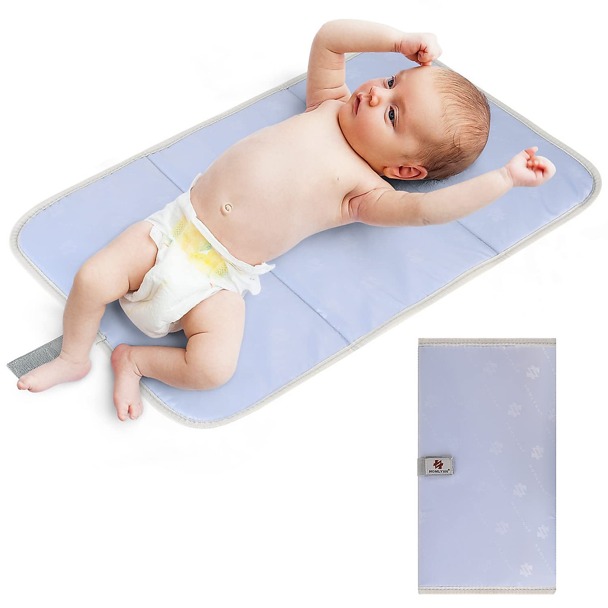 Homlynn Baby Portable Changing Pad, Diaper Bag Changing Pad Station, Machine-Washable Waterproof & Foldable for Anywhere Use(Grey)