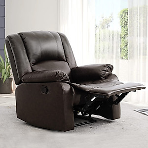 RISAR Oversized Rocker Recliner Chair, Ergonomic Nursery Manual Rocking Armchair Upholstered Thick backrest & Removable armrest Single Sofa Chair for Living Room (Dark Grey)