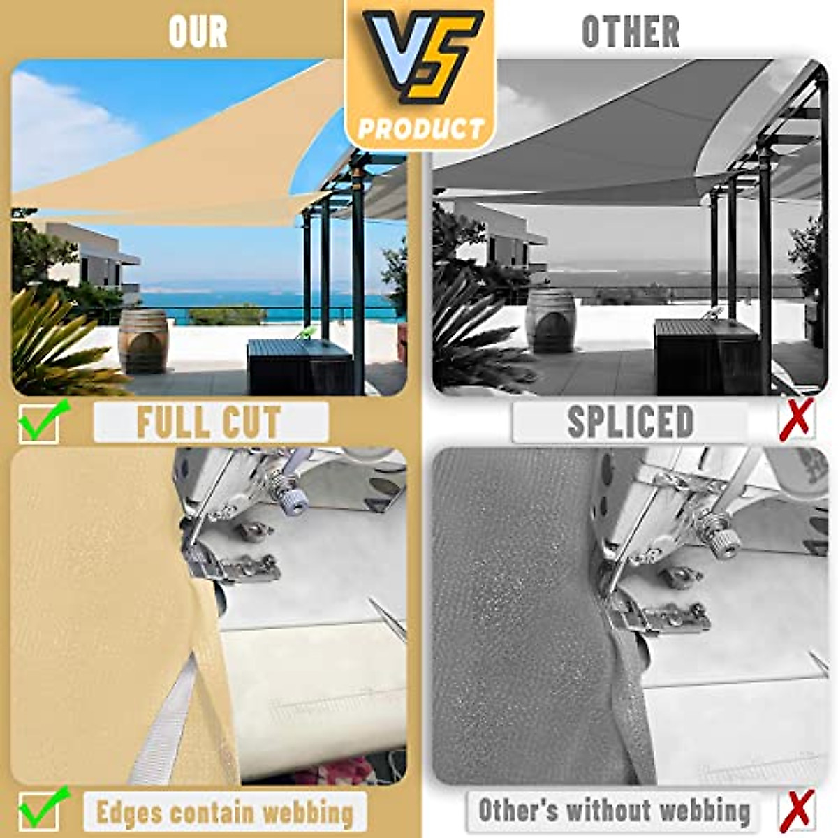 LOVE STORY 12' x 16' Rectangle Sand Sun Shade Sail Canopy UV Block Awning for Outdoor Patio Garden Backyard (We Make Custom Size)